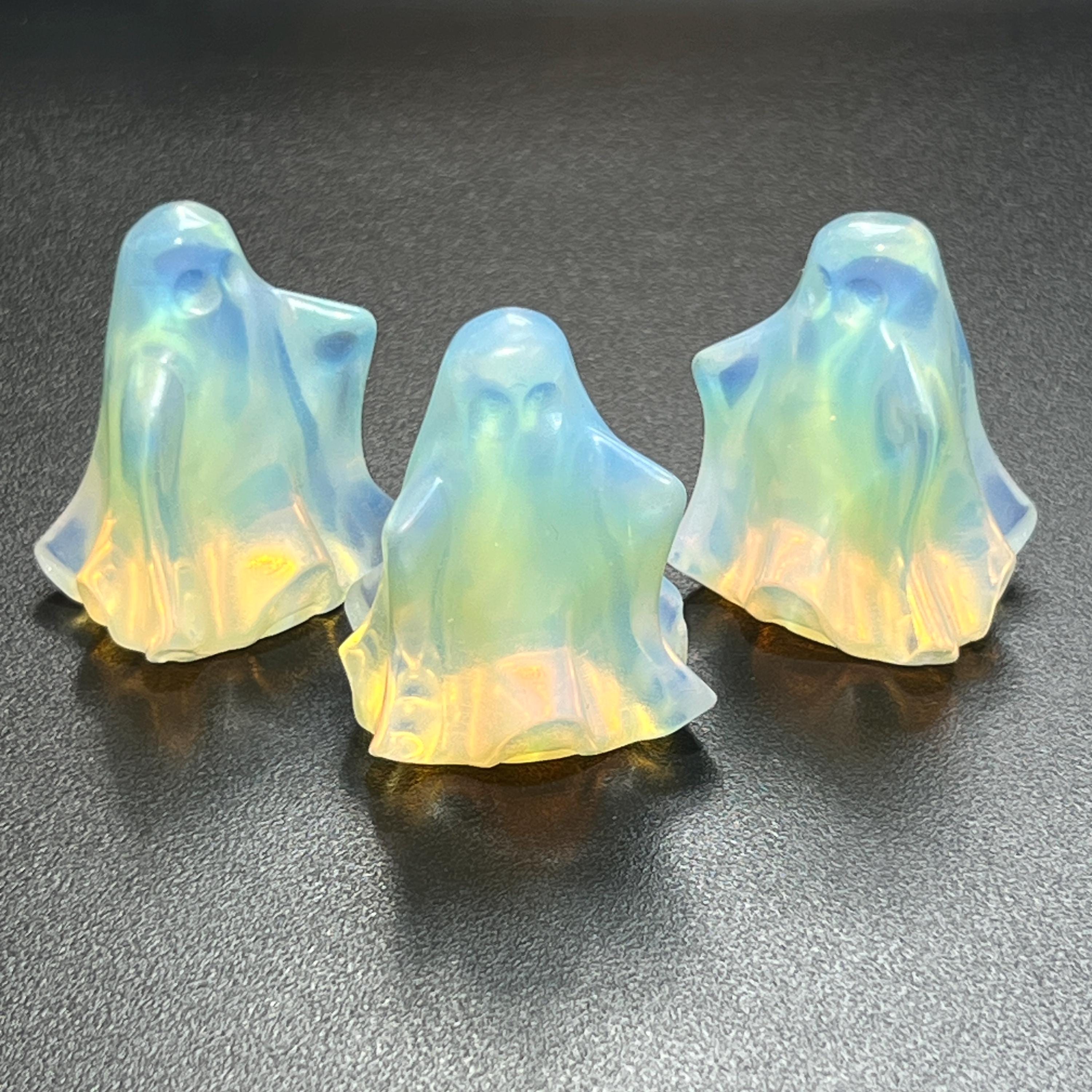 Opalite Glass Cute Spooky Ghost Crystal Carvings – Amazing Crystals