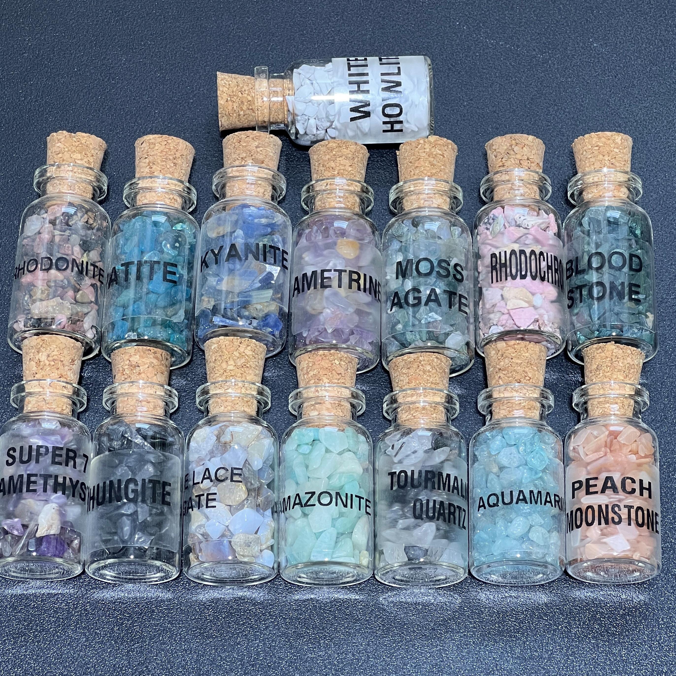 Crystal Gemstone Chips Labeled Bottle Collection (Set Of 15) Assorted ...